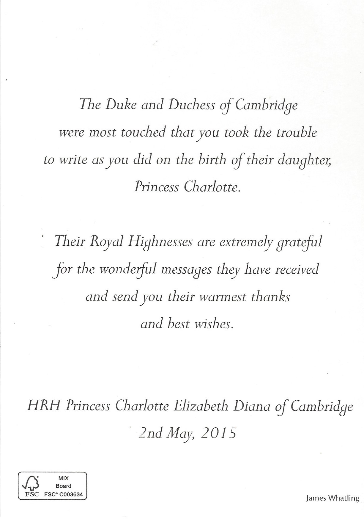 Birth of Princess Charlotte of Cambridge – RoyalResponses