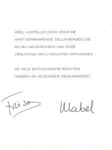 Prince Friso of the Netherlands and Mabel Wisse Smit Engagement Card ...