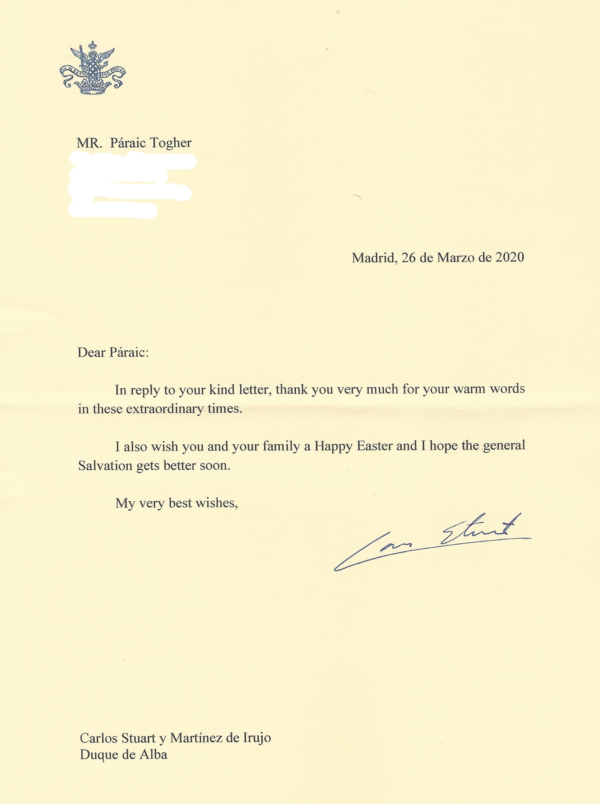 Carlos Fitz-James Stuart, 19th Duke of Alba Easter 2021 – RoyalResponses