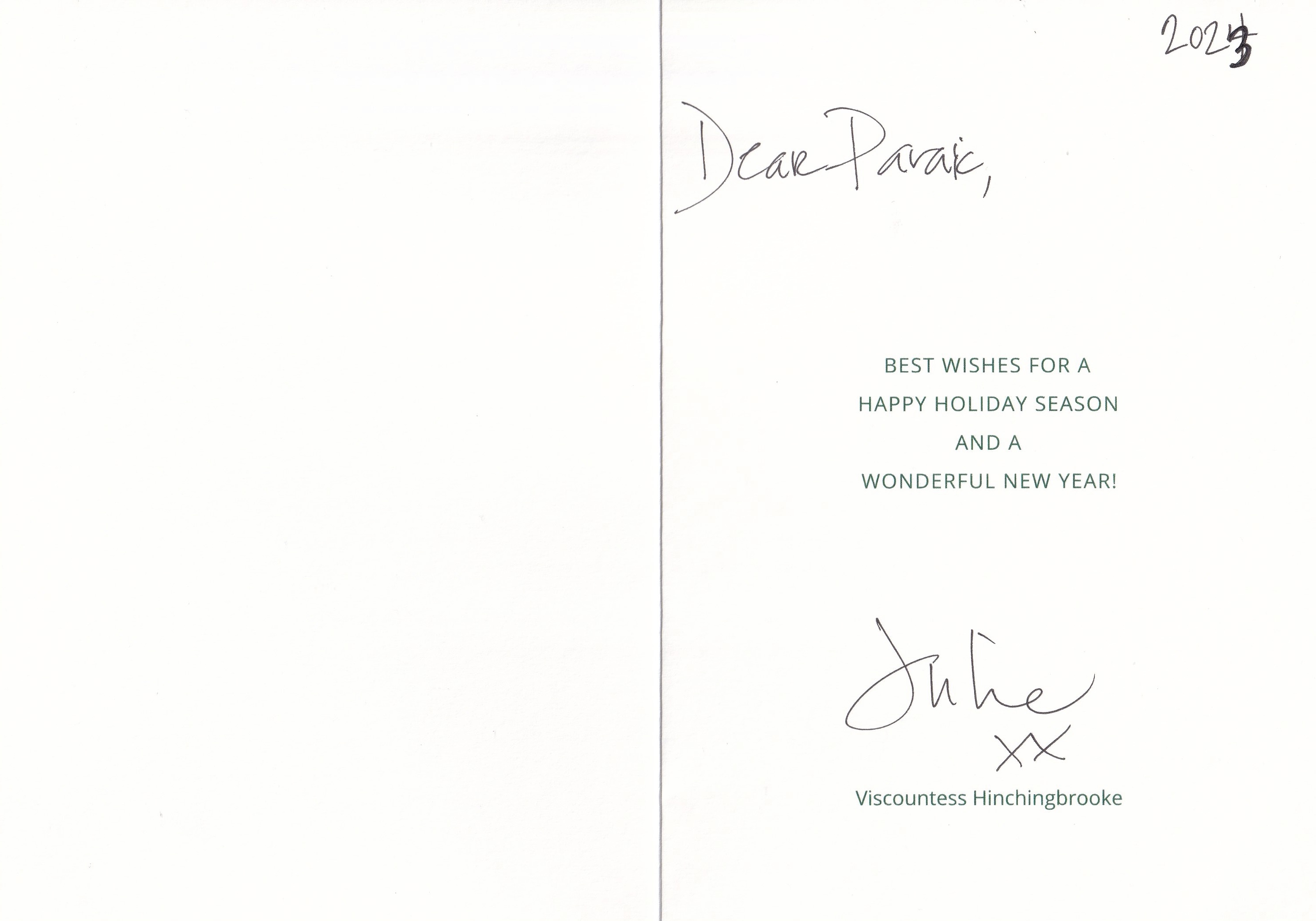 Julie Montagu, Viscountess Hinchingbrooke Christmas 2024 – RoyalResponses