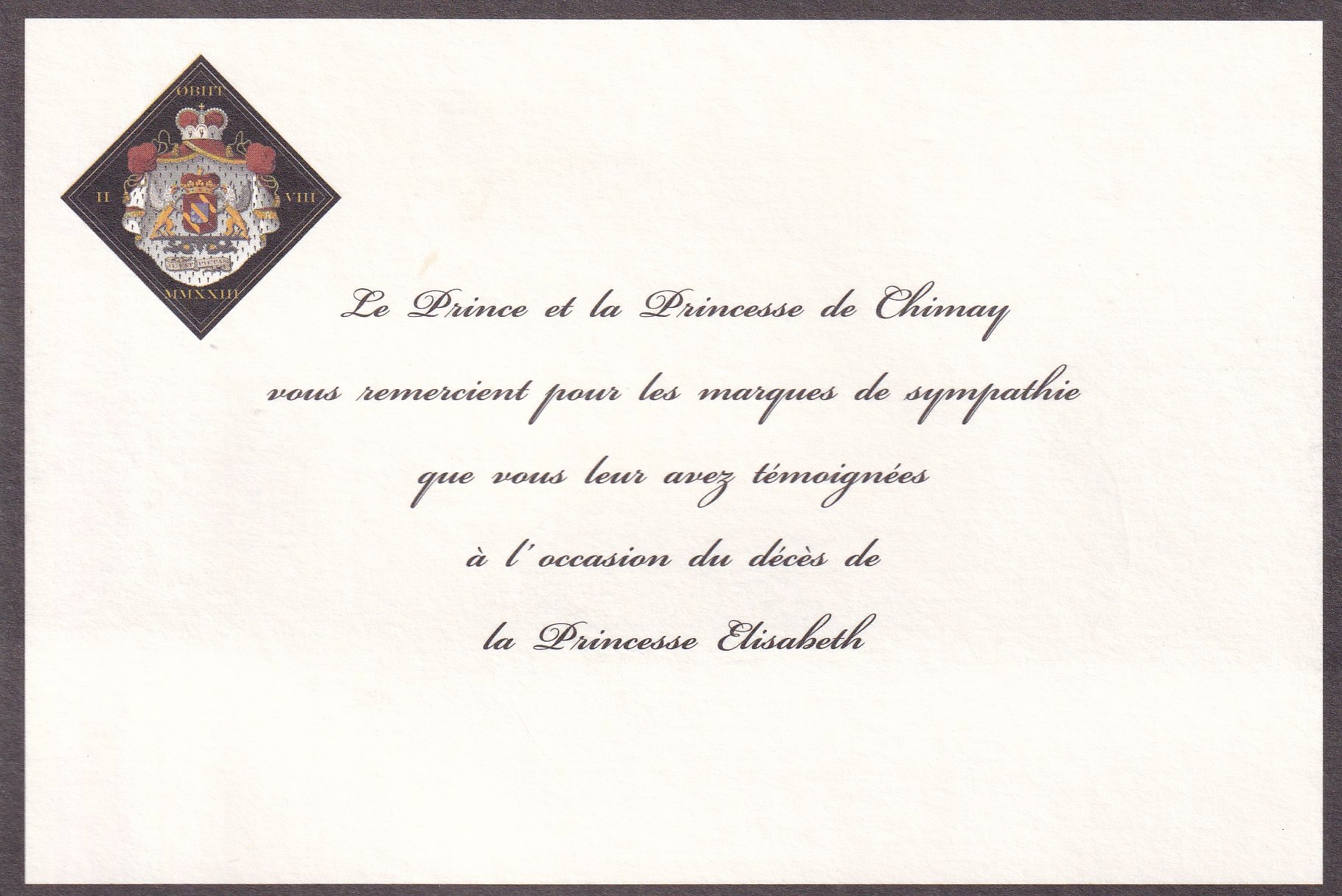 Passing of Elisabeth, The Dowager Princess de Chimay – RoyalResponses